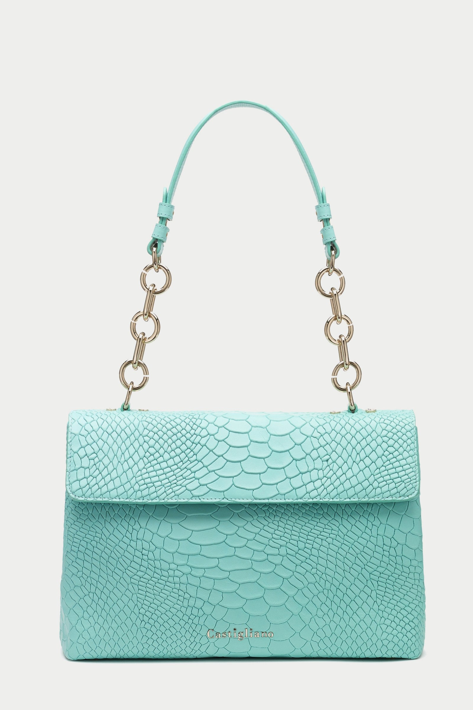 CCB7003 Anaconda Blue Luce Leather Bag | Caroline Castigliano